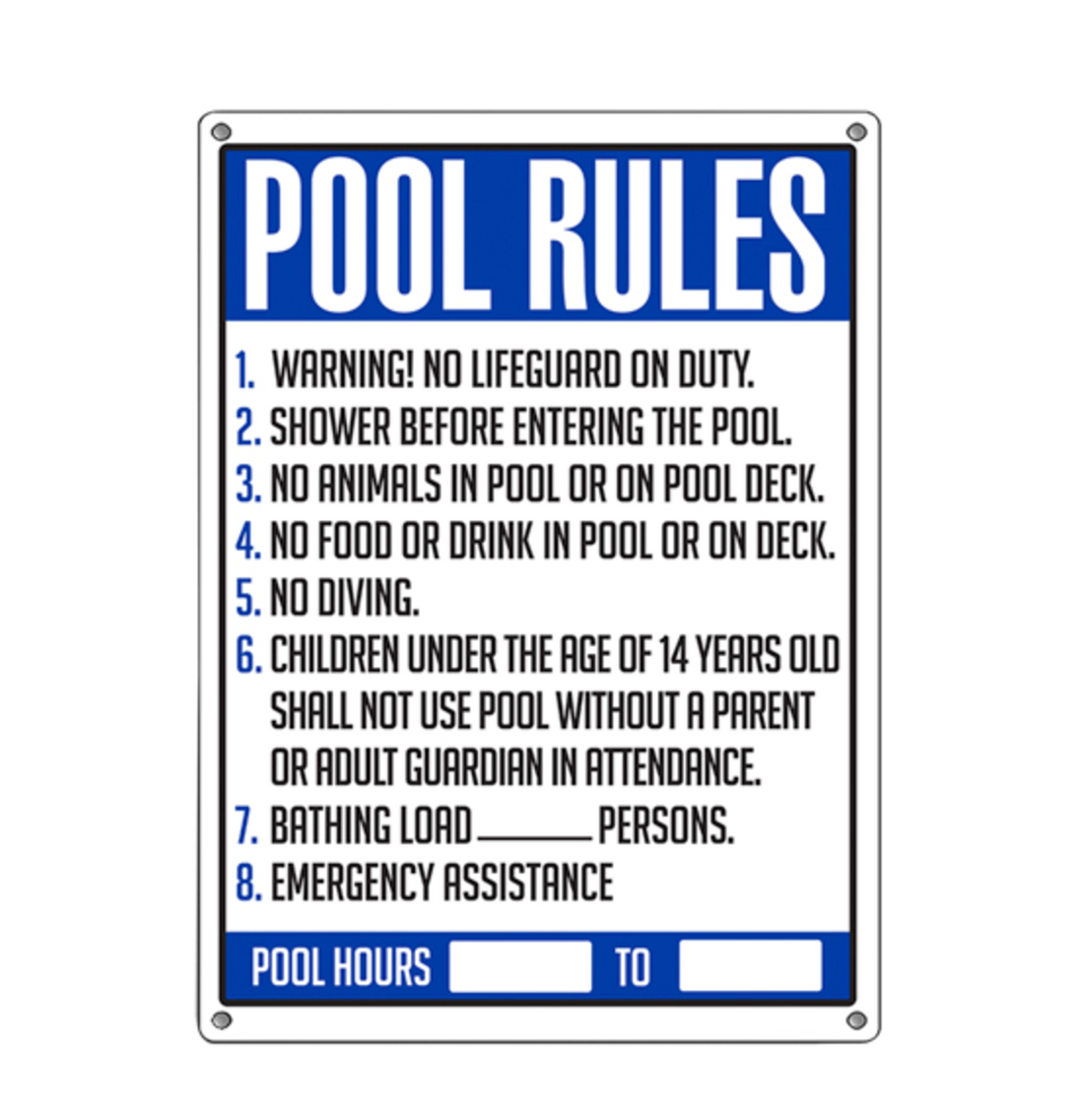 Commercial Pool Rules Sign – Memphis Pool Delivery
